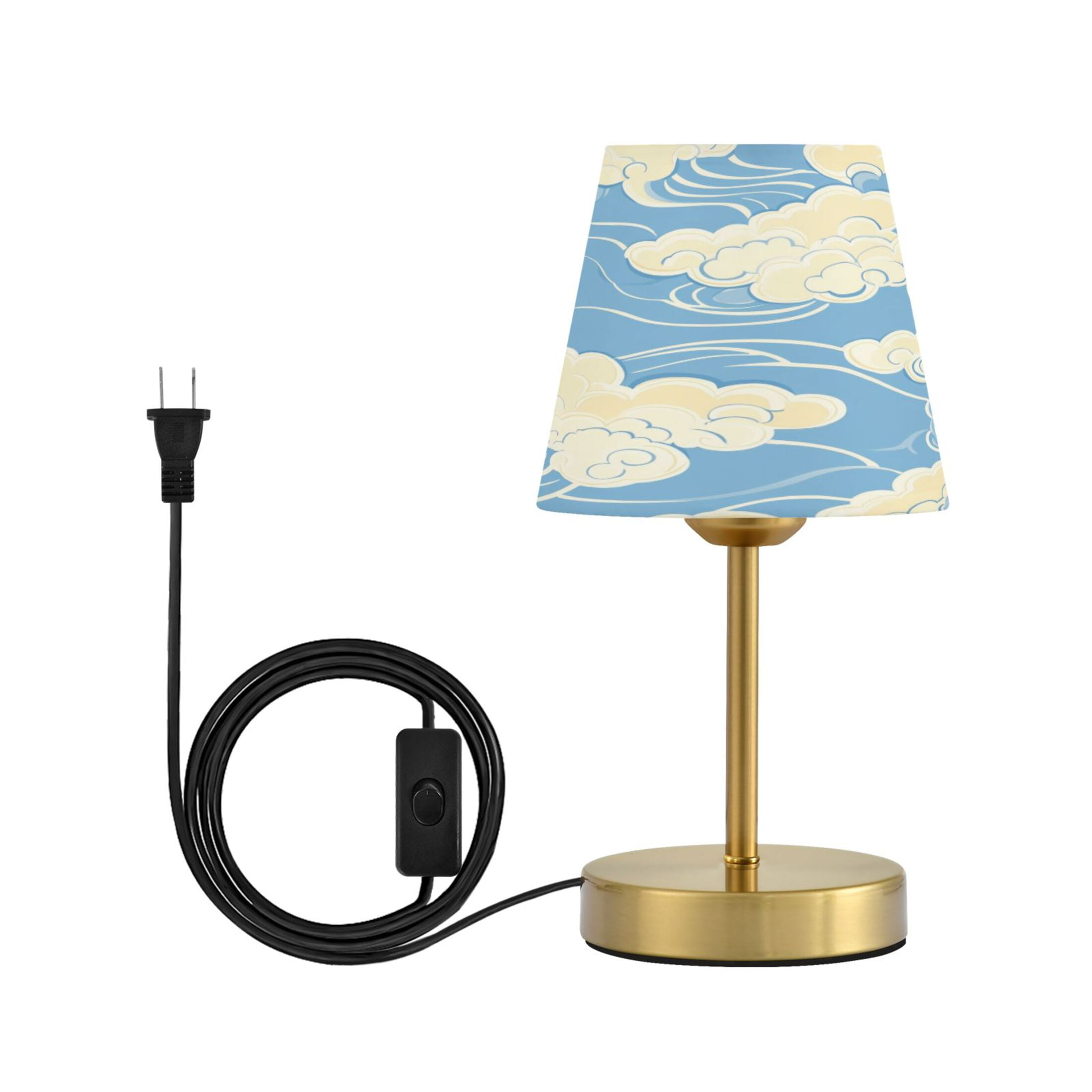 Wobogo White Cloud Pattern on Blue Background Table Lamps Three-channel ...