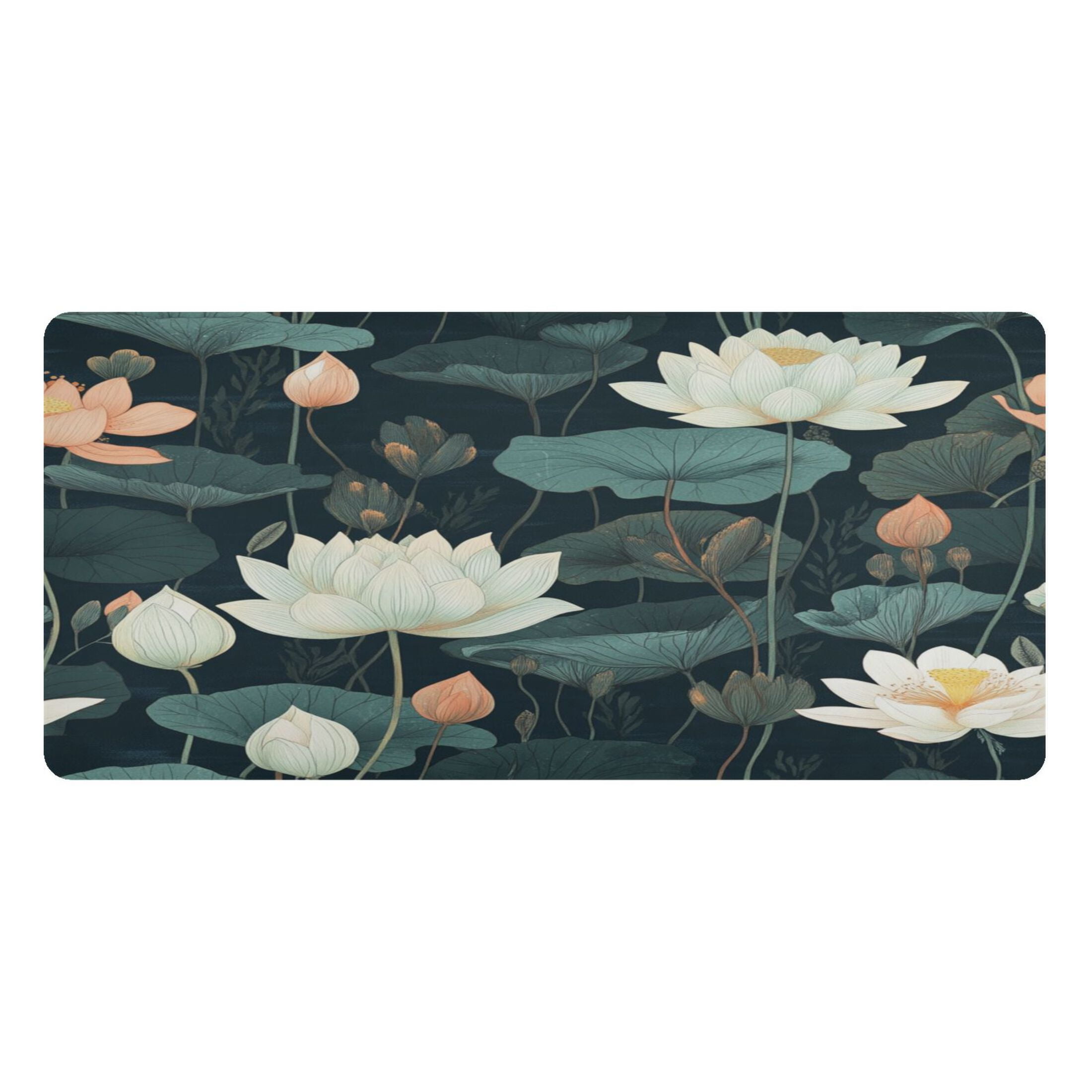 Wobogo White Lotus Flower Gaming Mouse Pad Non-slip Leather Desk Mat ...