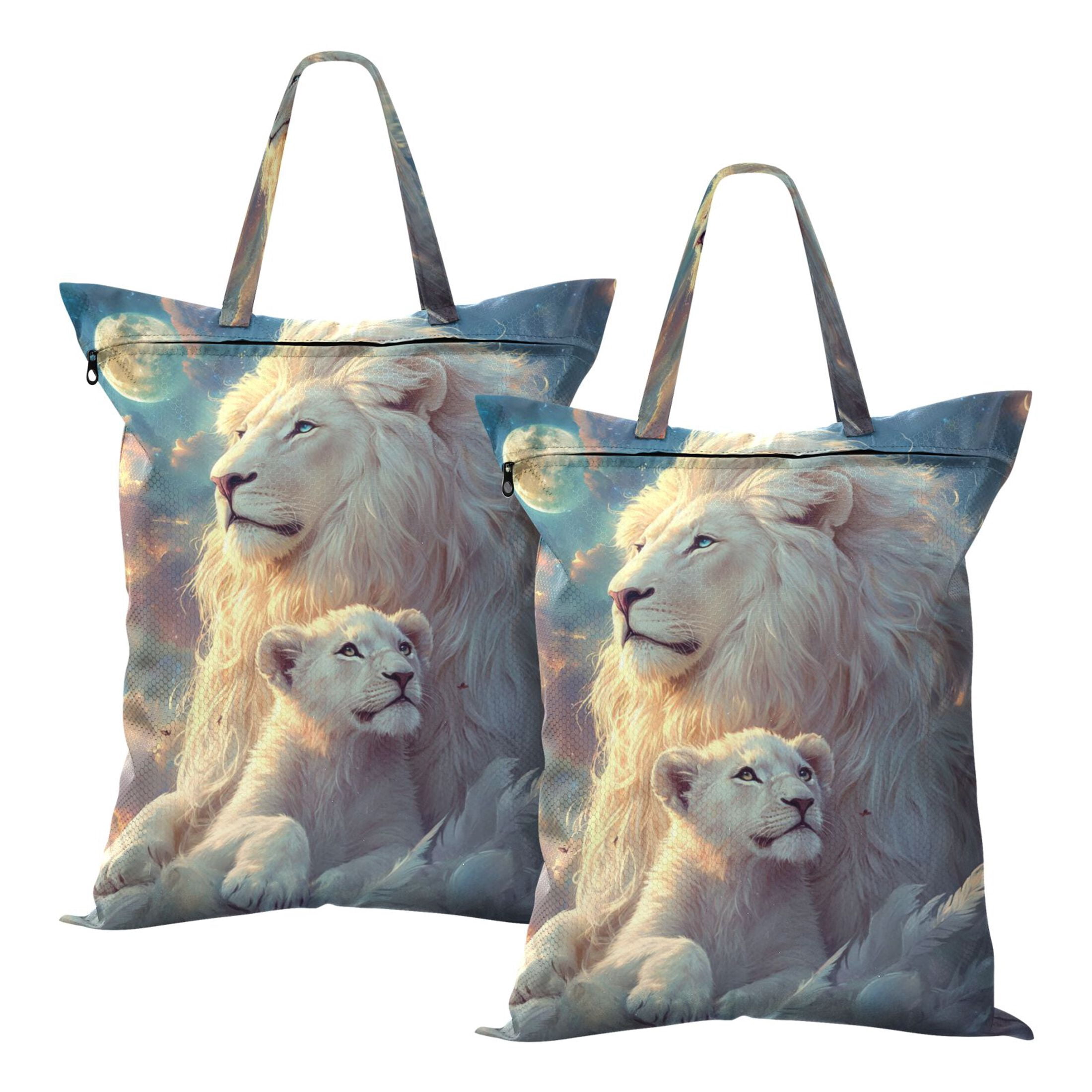 Wobogo White Maned Lions Travel Laundry Bag Dirty Clothes Organizer Top ...