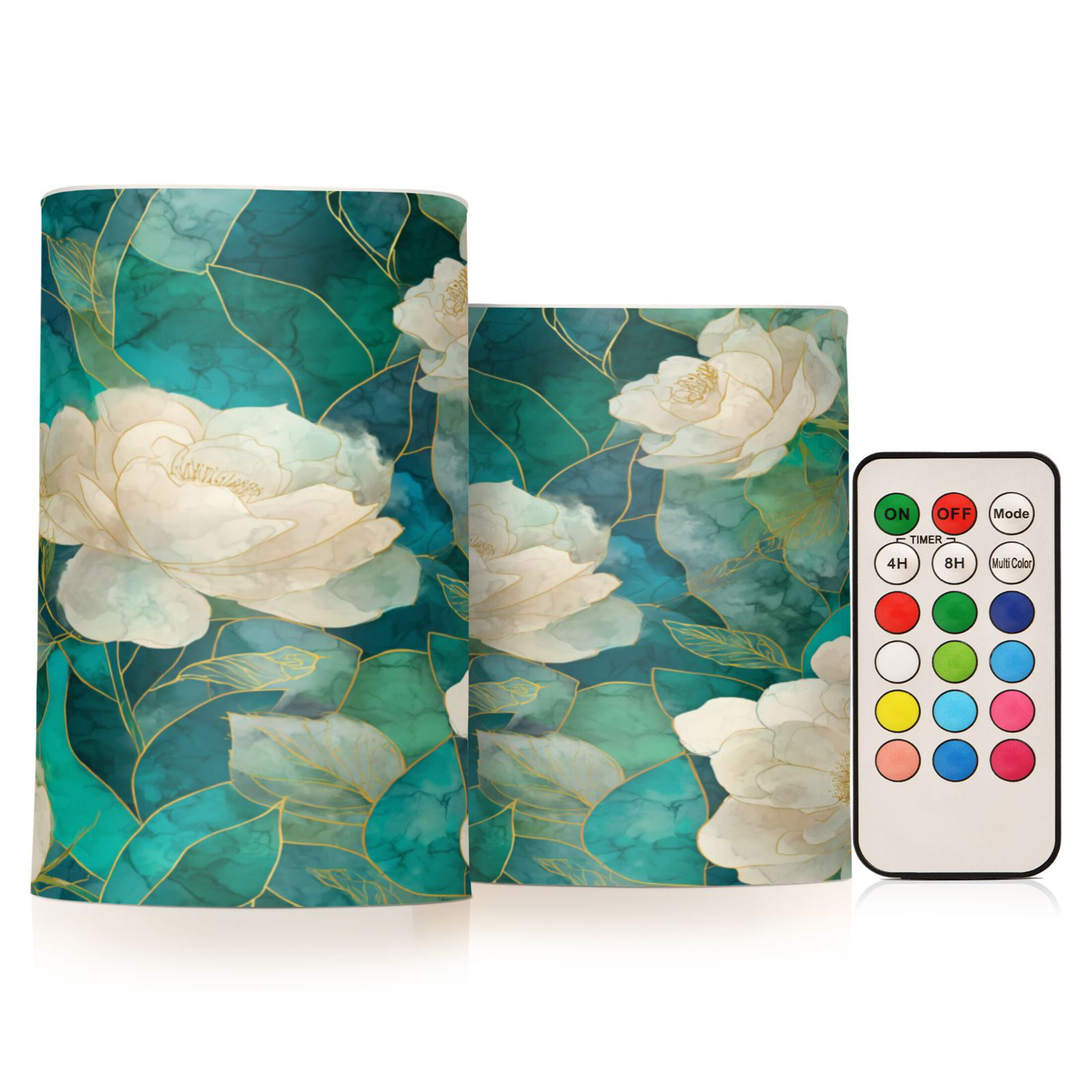Wobogo White Peony Combo Flameless Flickering Candle Light with Remote ...