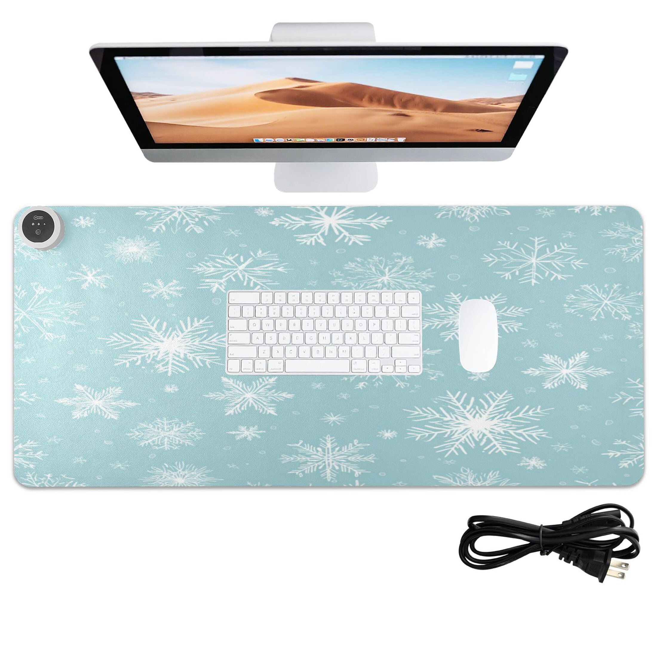 Wobogo White Snowflakes Heated Mouse Pad Extra-Large Desk Mat With 3 ...