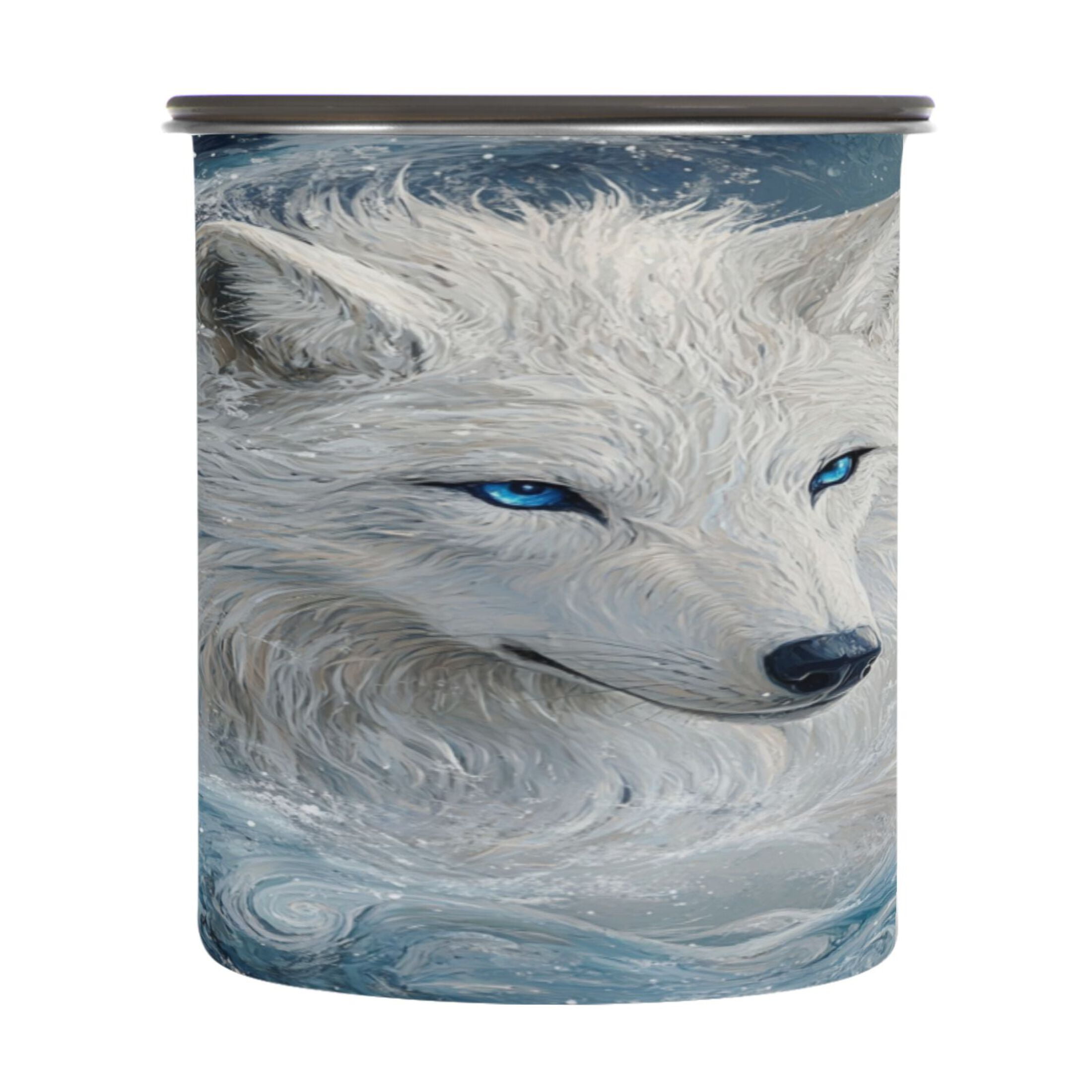 Wobogo White Wolf with Blue Eyes Food Storage Jars 304 Food Grade ...