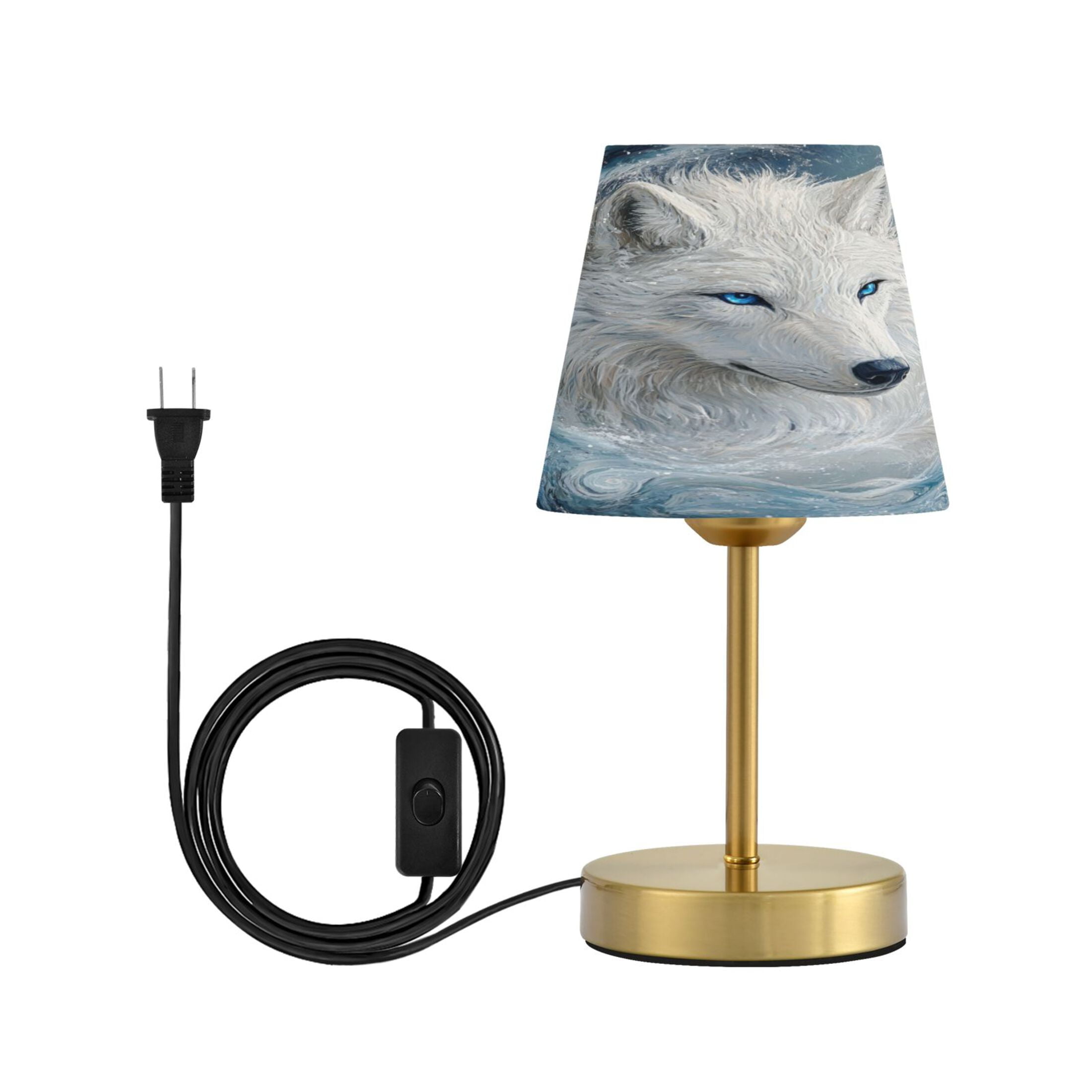 Wobogo White Wolf with Blue Eyes Table Lamps Three-channel Adjustable ...