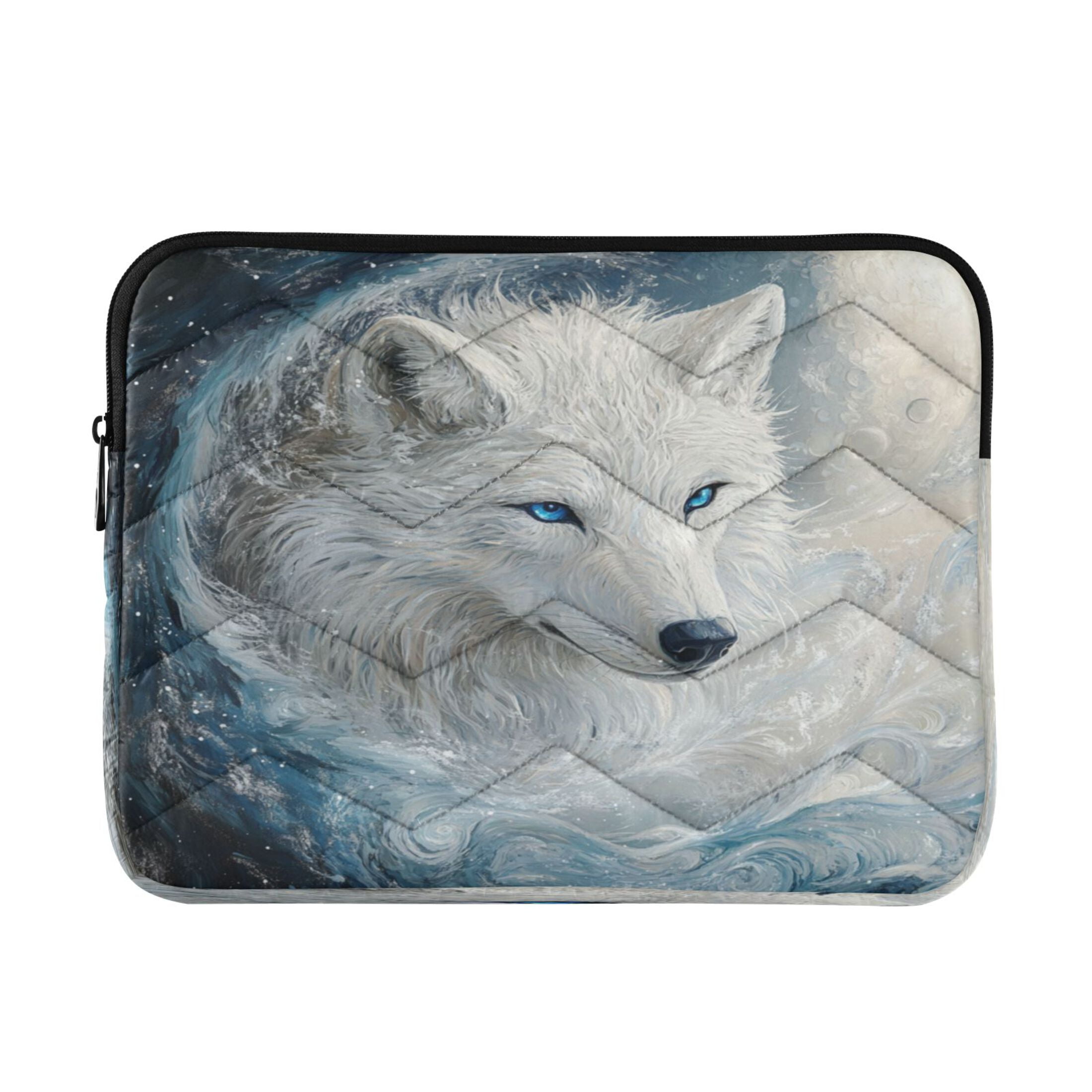Wobogo White Wolf with Blue Eyes Laptop Sleeve 13.4 inch Lightweight ...