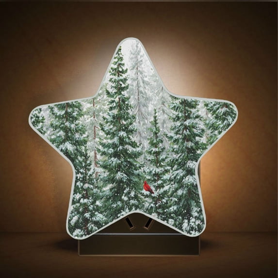 Wobogo Winter Green Pine Tree LED Star Night Light 0.2 Watt Wall Plug ...