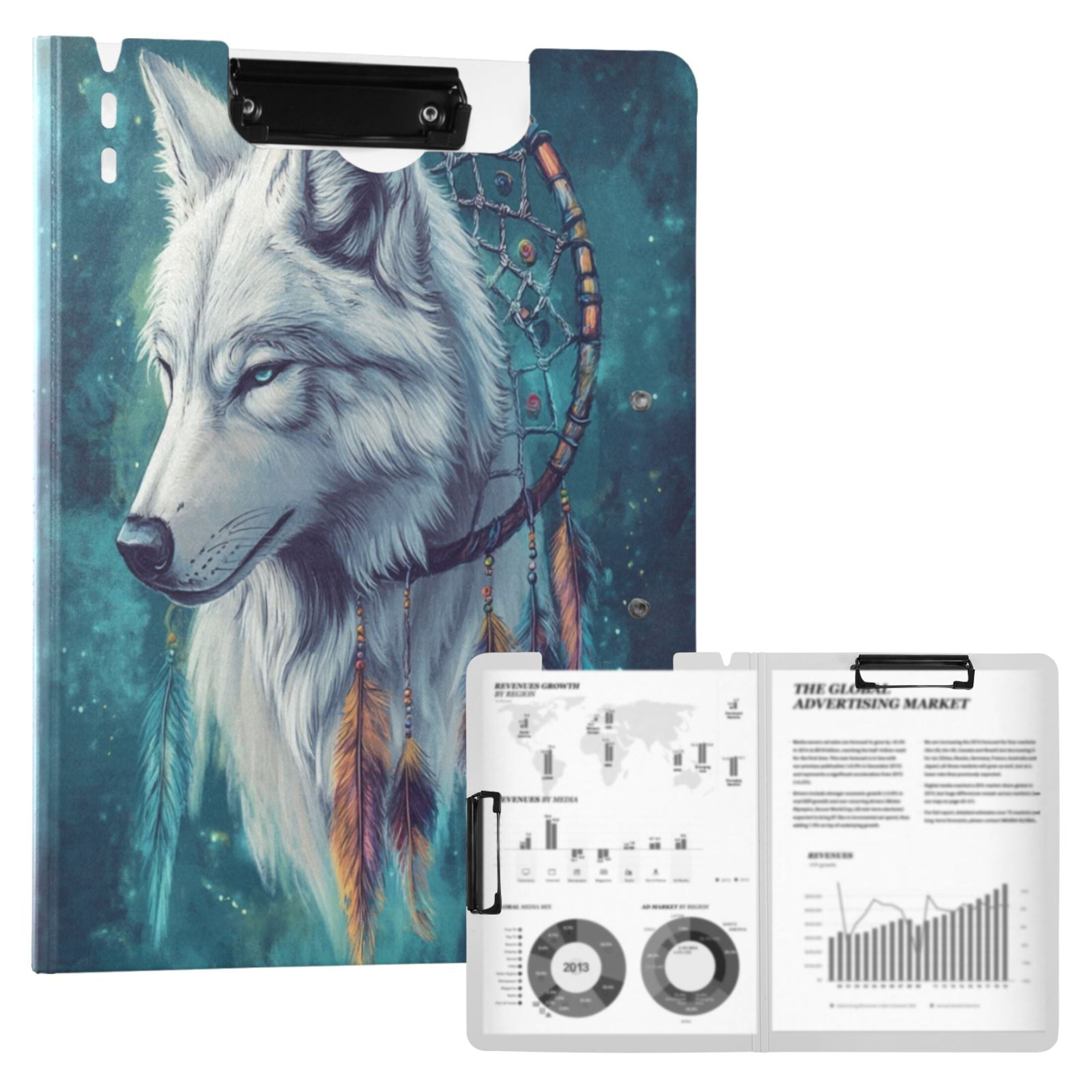 Wobogo Wolf King Dreamcatcher A4 Foldable Clipboard with Horizontal and ...