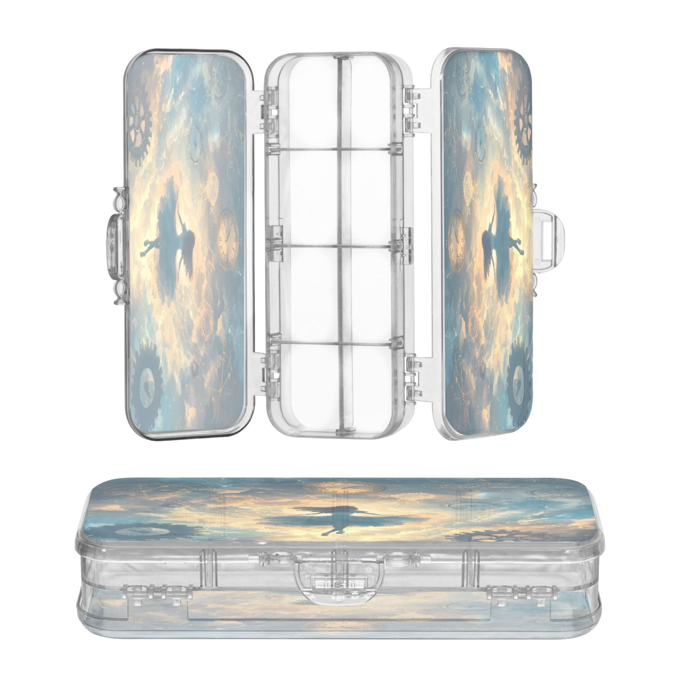 Wobogo World Of Clocks Clear Pencil Case Plastic Pencilboxes Stackable ...