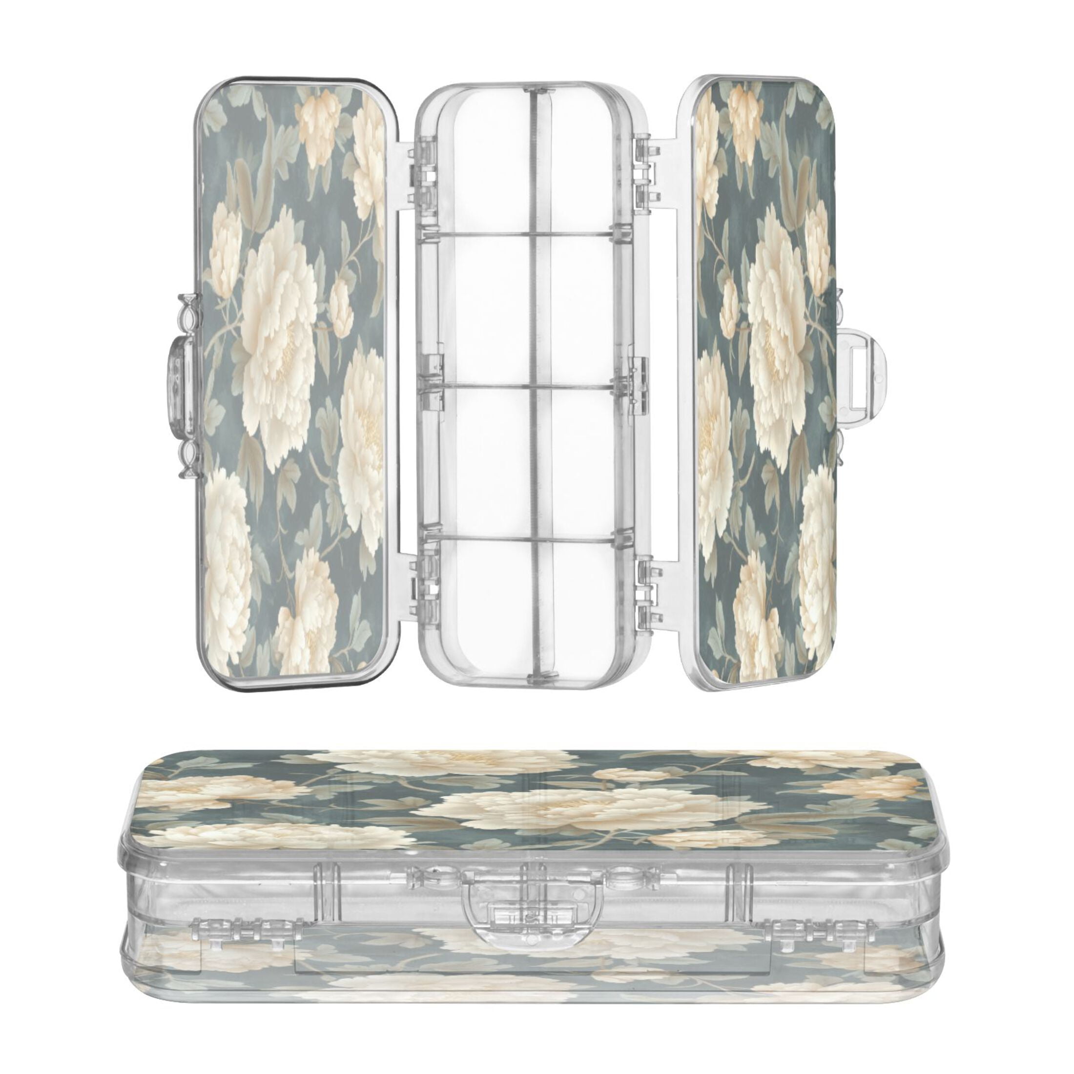 Wobogo Yellowish Peony Clear Pencil Case Plastic Pencilboxes Stackable ...