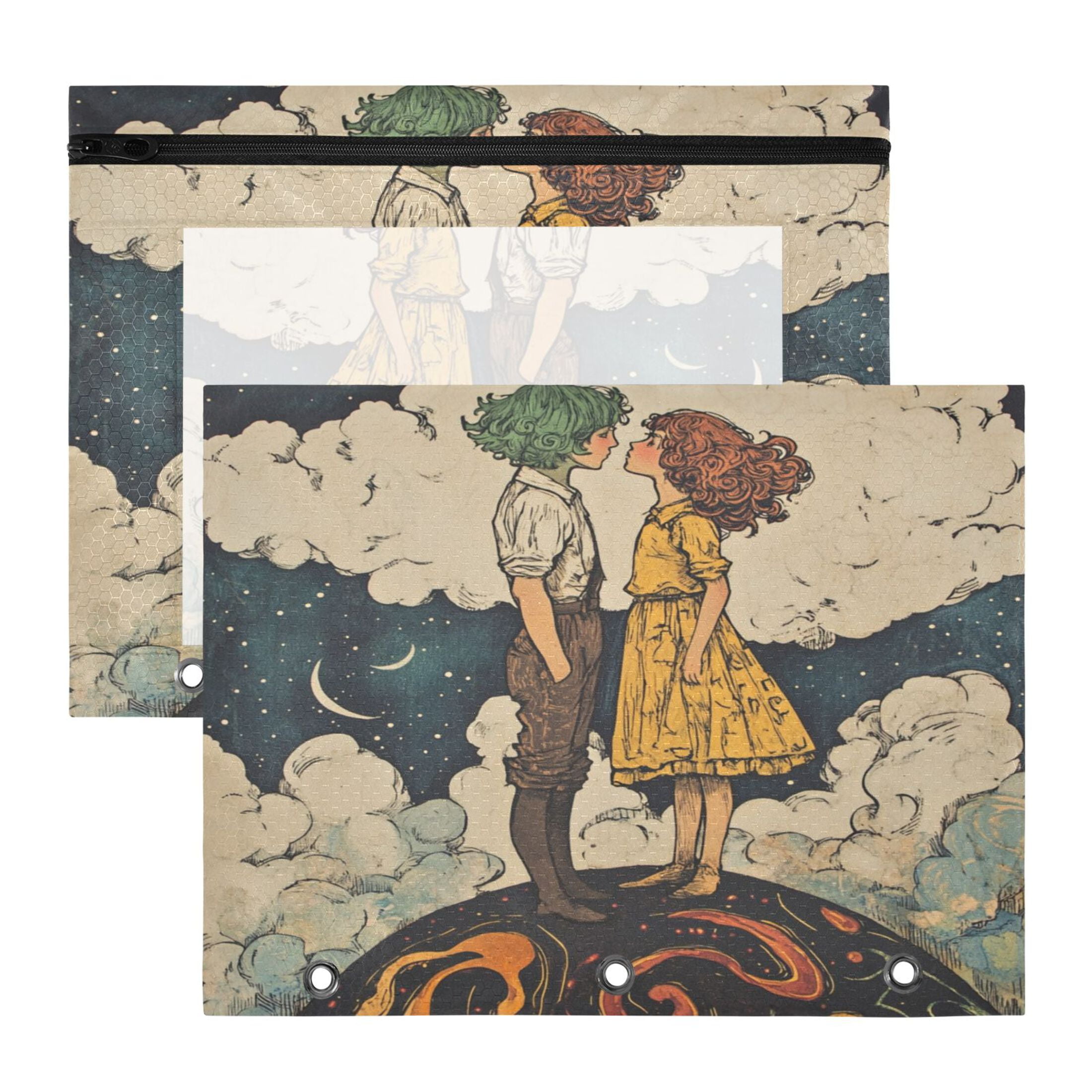 Wobogo Young Lovers Illustration A4 Size Clear Polyester File Pocket ...