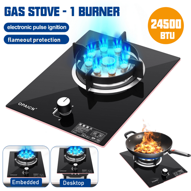 Wobythan Single Burner Indoor Gas Stove, Embedded Tempered Glass ...