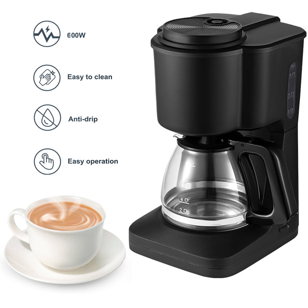 Wobythan 6 Cup Coffee Mini Maker 600W, Glass Carafe, Reusable Filter ...