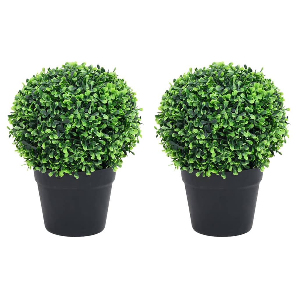 Wobythan Artificial Boxwood Plants 2 pcs with Pots Ball Shaped Green 12 ...