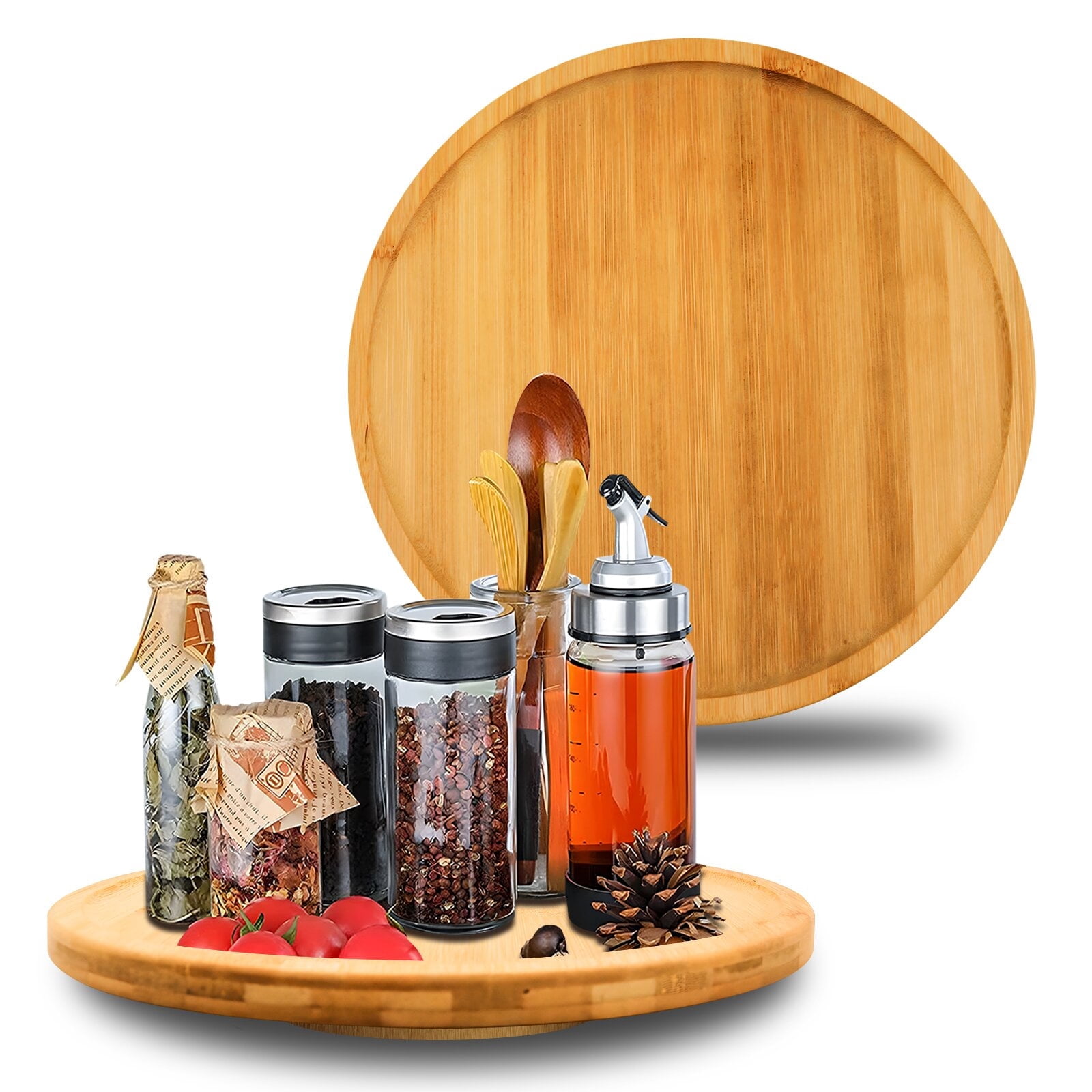 Wodden Lazy Susan turntable storage box, 11.8-inch wooden lazy Susan ...