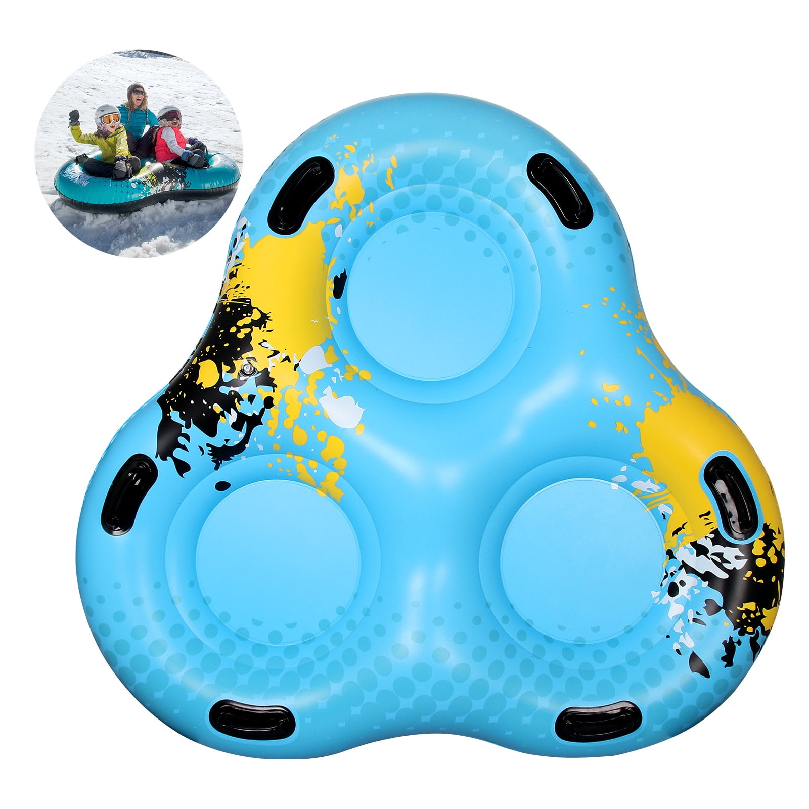 Wodesid Extra Large 3-Person Snow Tubes Big Handles Snow Sled for Kids ...