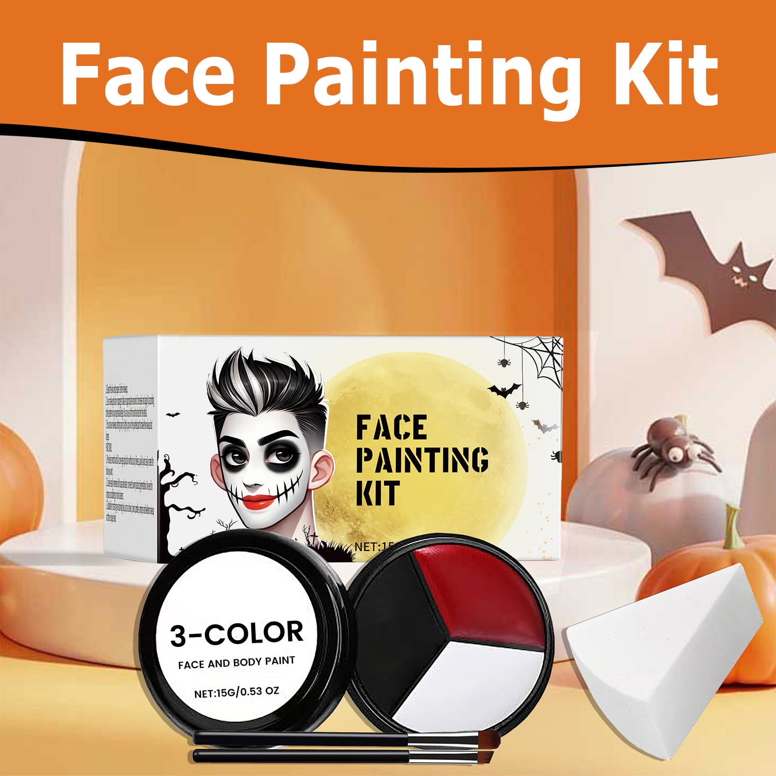 Wodistyle 4 Set Black White Red Face Body Paint,3 Colors Clown Makeup ...