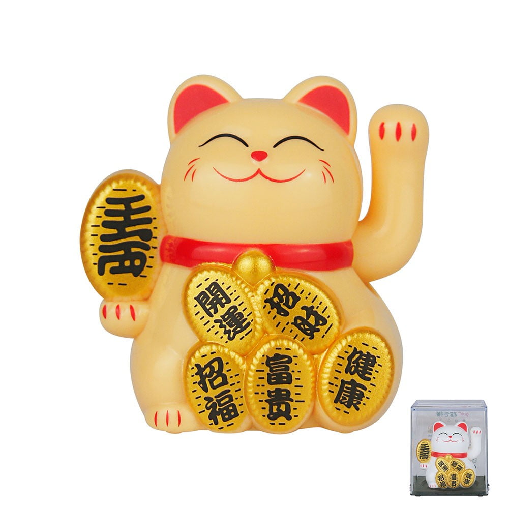 Wodtesl 2 Inch Solar Lucky Cat Automatic Waving Hand Feng Shui Cat ...