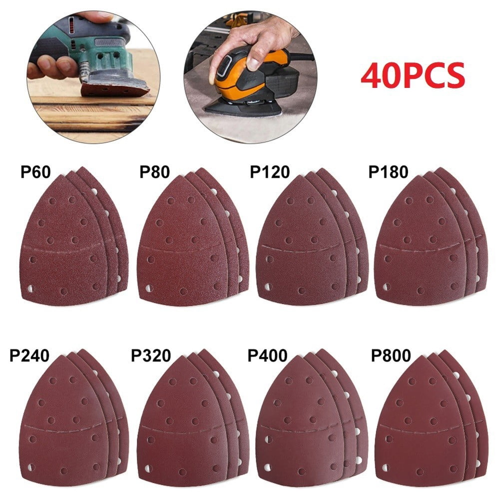 Wodtesl 40pcs Sanding Sheets 11 Holes For Bosch PSM 100A Detail Palm ...