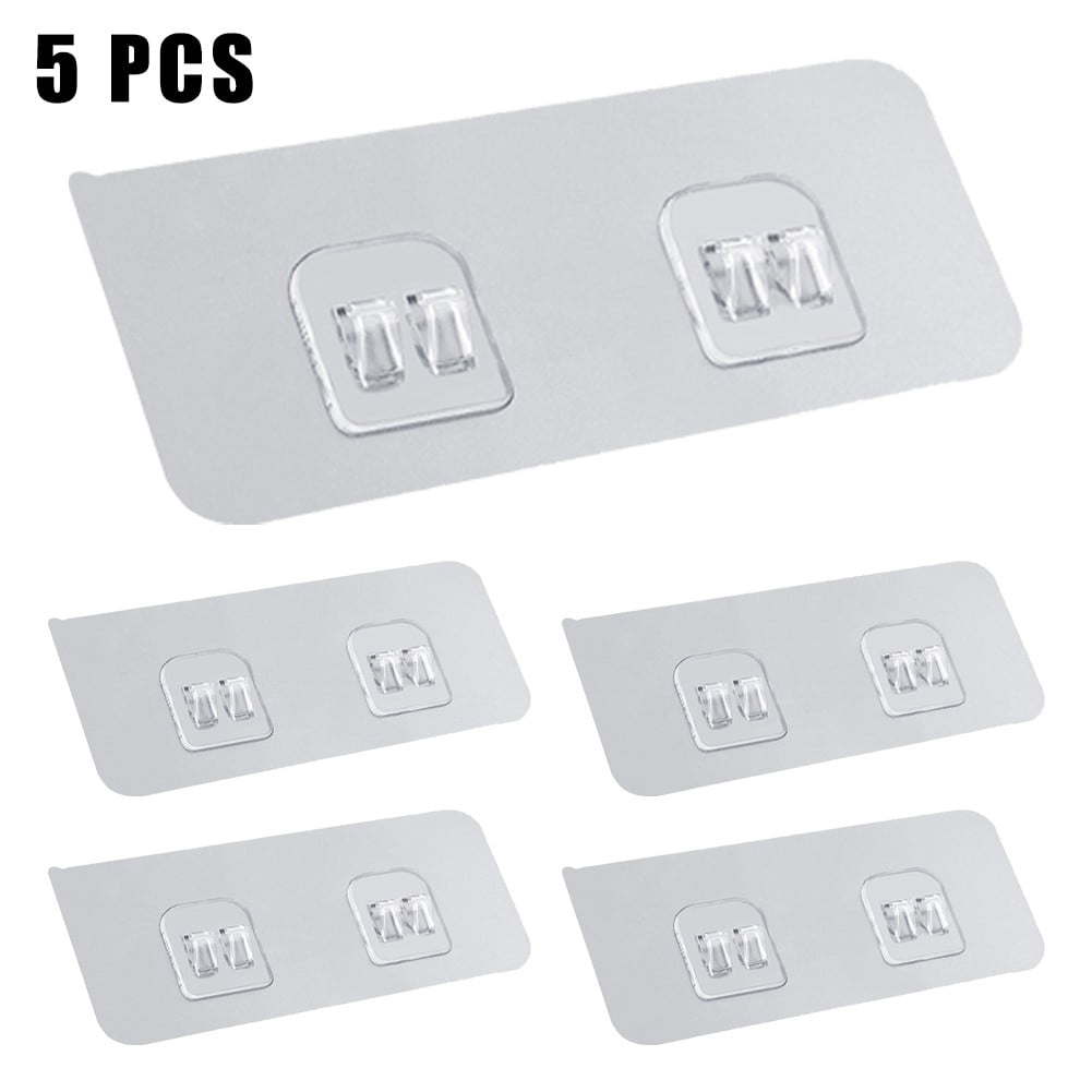 Wodtesl 5*Transparent Bathroom Wall Hook Shelf Sticker For Wall Rack ...
