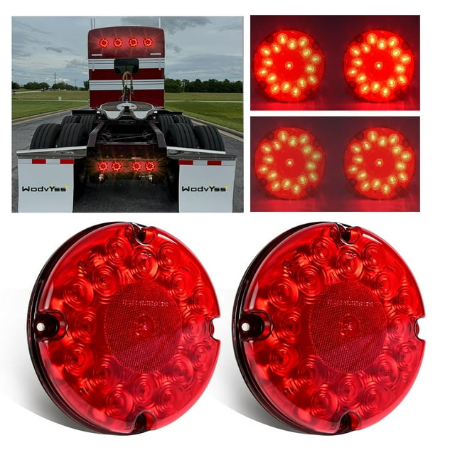 Wodvyss 2Pcs 7 Inch Round Led BSL1 Trailer Tail Red 17 LED w/Inner ...