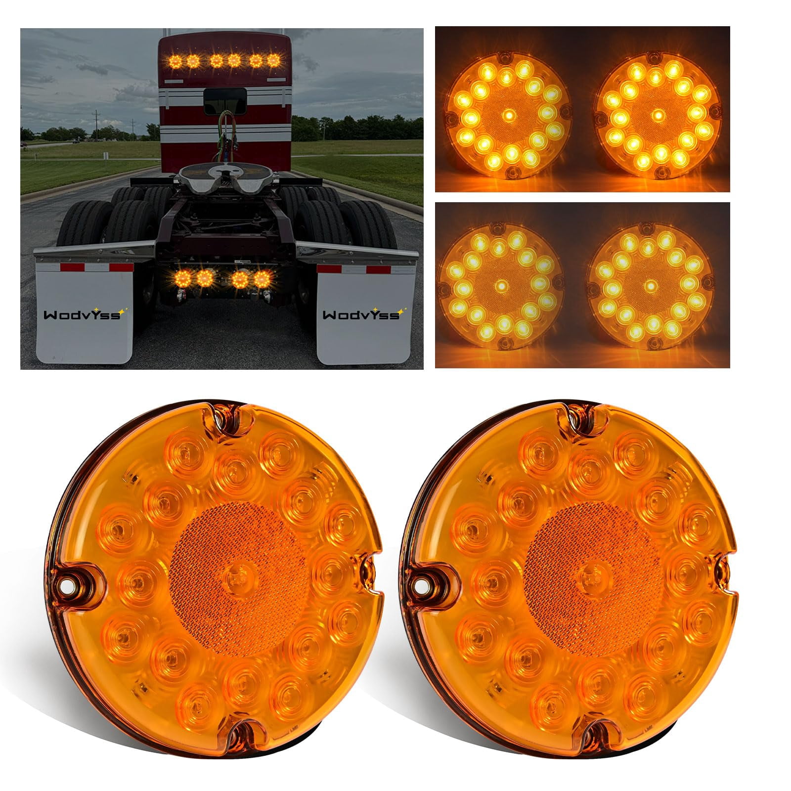Wodvyss 2Pcs 7" Round RRF12 LED Trailer Tail Lights 17 LED Waterproof ...
