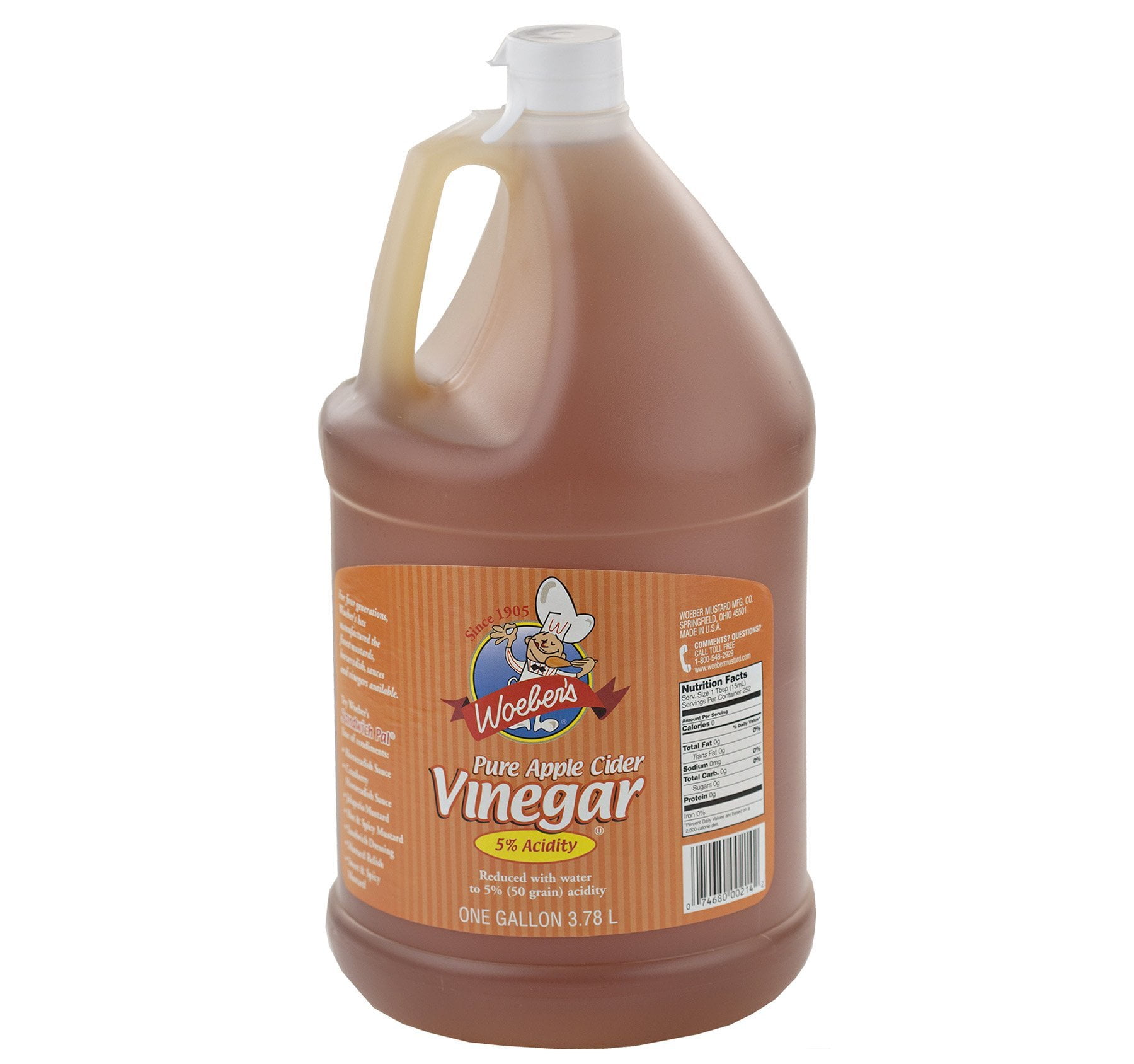 Woeber's Pure Apple Cider DEF29 Vinegar, 5% Acidity, 128 Ounces (1 ...