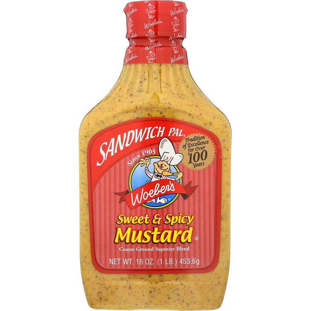 Woebers Mustard Sweet N Spicy - 16 ounce -- 6 per case - Walmart.com