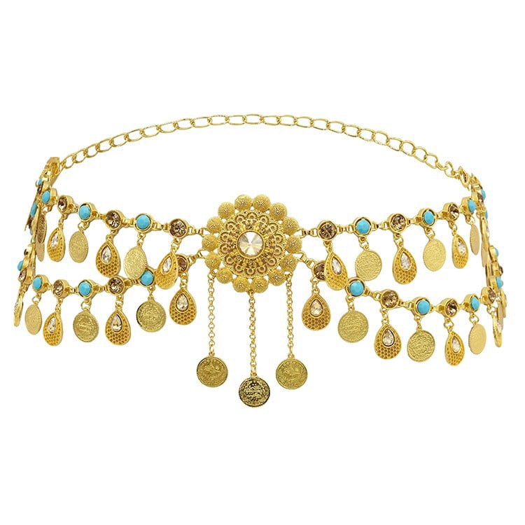 Woeoe Boho Head Chain Jewelry Silver Retro Flower Headpiece Coin ...