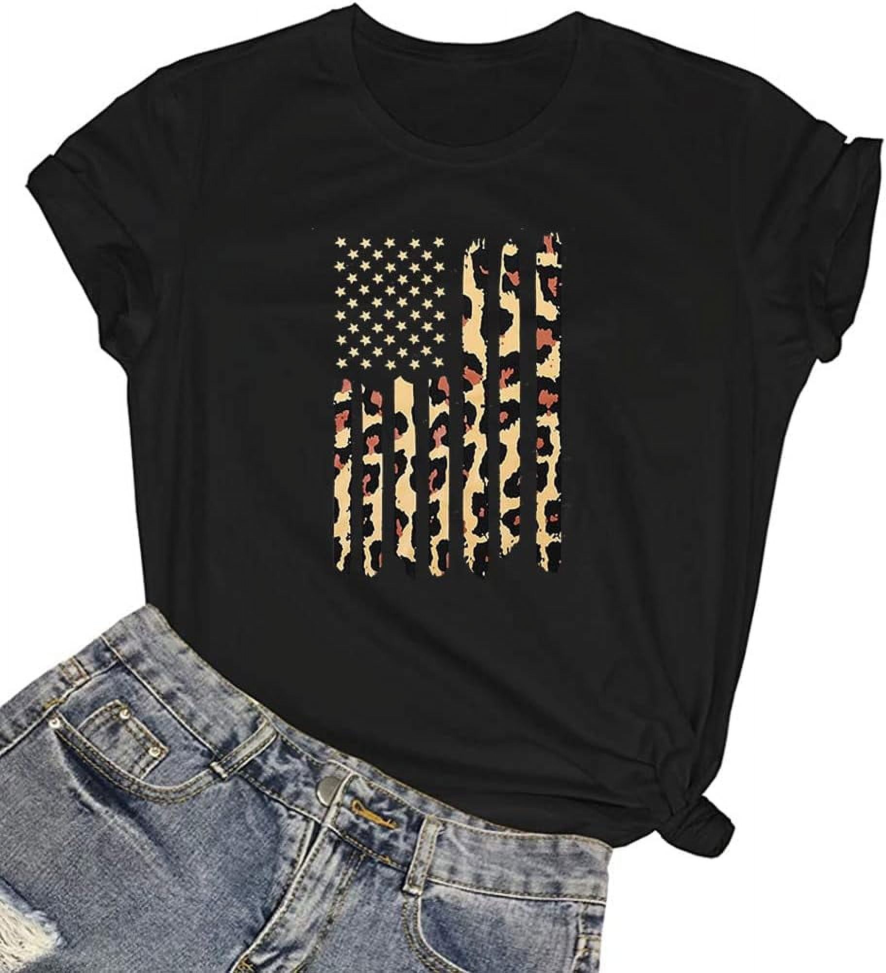 Woffccrd Womens American Flag Popsicle T-Shirts Tops 4th of July ...