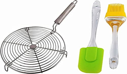 Wofier Barbeque Jali Roti Roast Grill Papad Roaster Chapati Toast Grill Wooden Handle Paneer ...