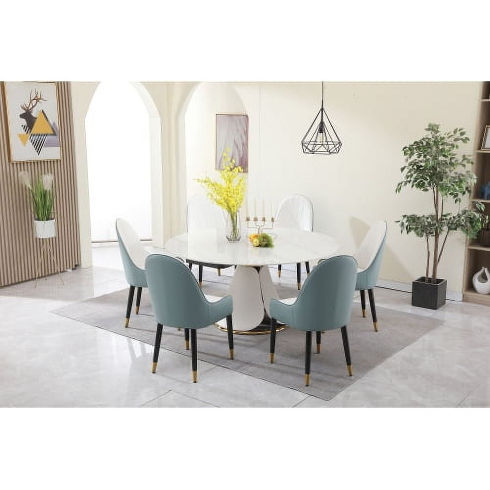 Wohh Luxury 7 Pieces Retractable Dining Table Set,59*30inch Marble ...