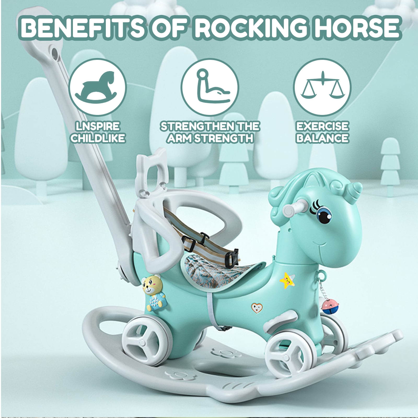 Wohh Rocking Horse for Toddlers , Balance Bike Ride On Toys with Push ...