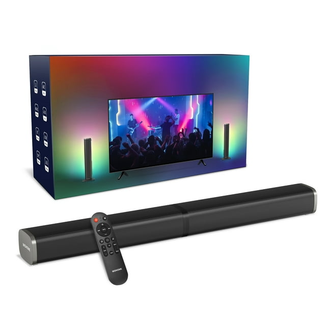 Wohome Sound Bars for TV, Colorful LED Light Bar Speakers, 2.2ch 32 ...