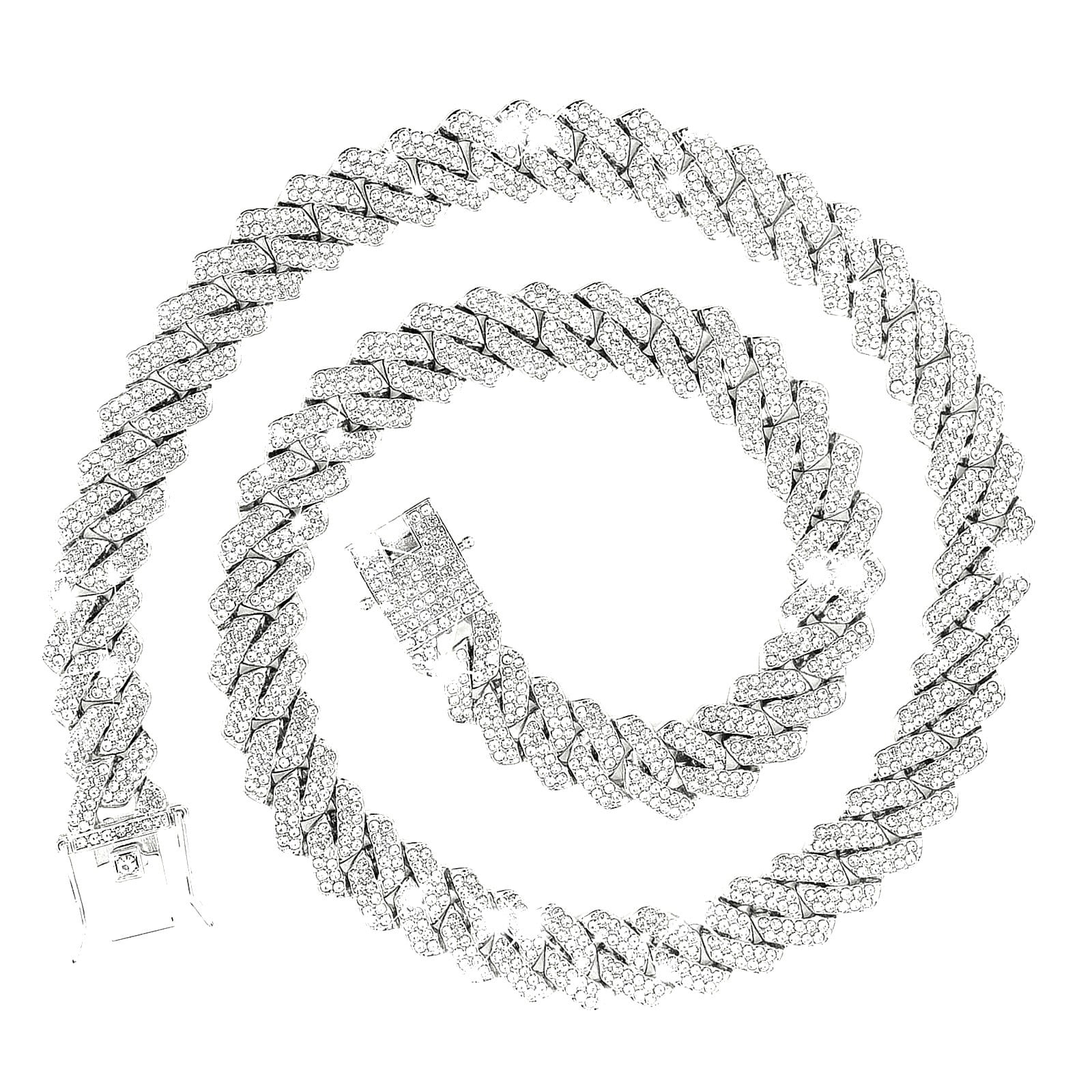 Wojeull Cuban Chain Necklaces Silver/Gold Cuban Link Chains Mens Iced ...