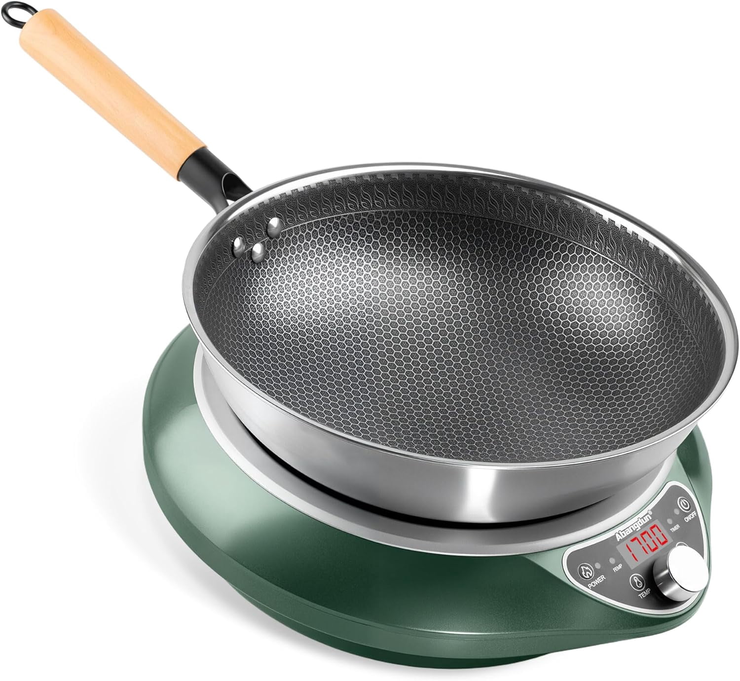 Wok Induction Cooktop 1700W 120V Burner Induction Curved Electric Stove ...