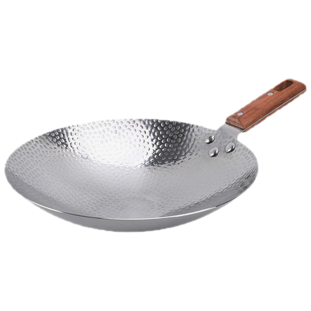 Raindrops Wooden Handle Wok Pan Stainless Steel Pan Seafood Crayfish ...
