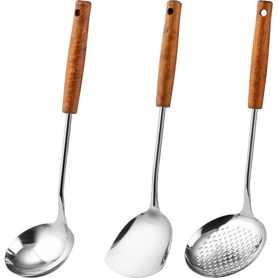 Wok Spatula - Ladle - Skimmer - Stainless Steel Wok Tools,Wok Utensil ...