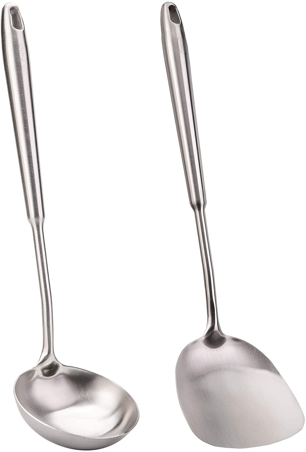 Wok Spatula and Soup Ladle Set - 304 Stainless Steel Wok Utensil Tools ...