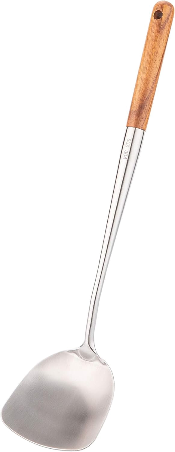 Wok Spatula and Ladle,Skimmer Ladle Tool Set, 17inches Spatula for Wok ...