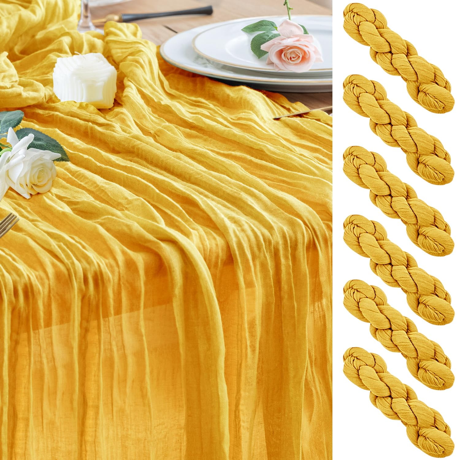 Wokceer Cheesecloth Table Runner MMF7 6Pack 10FT Gold Boho Gauze Cheese ...