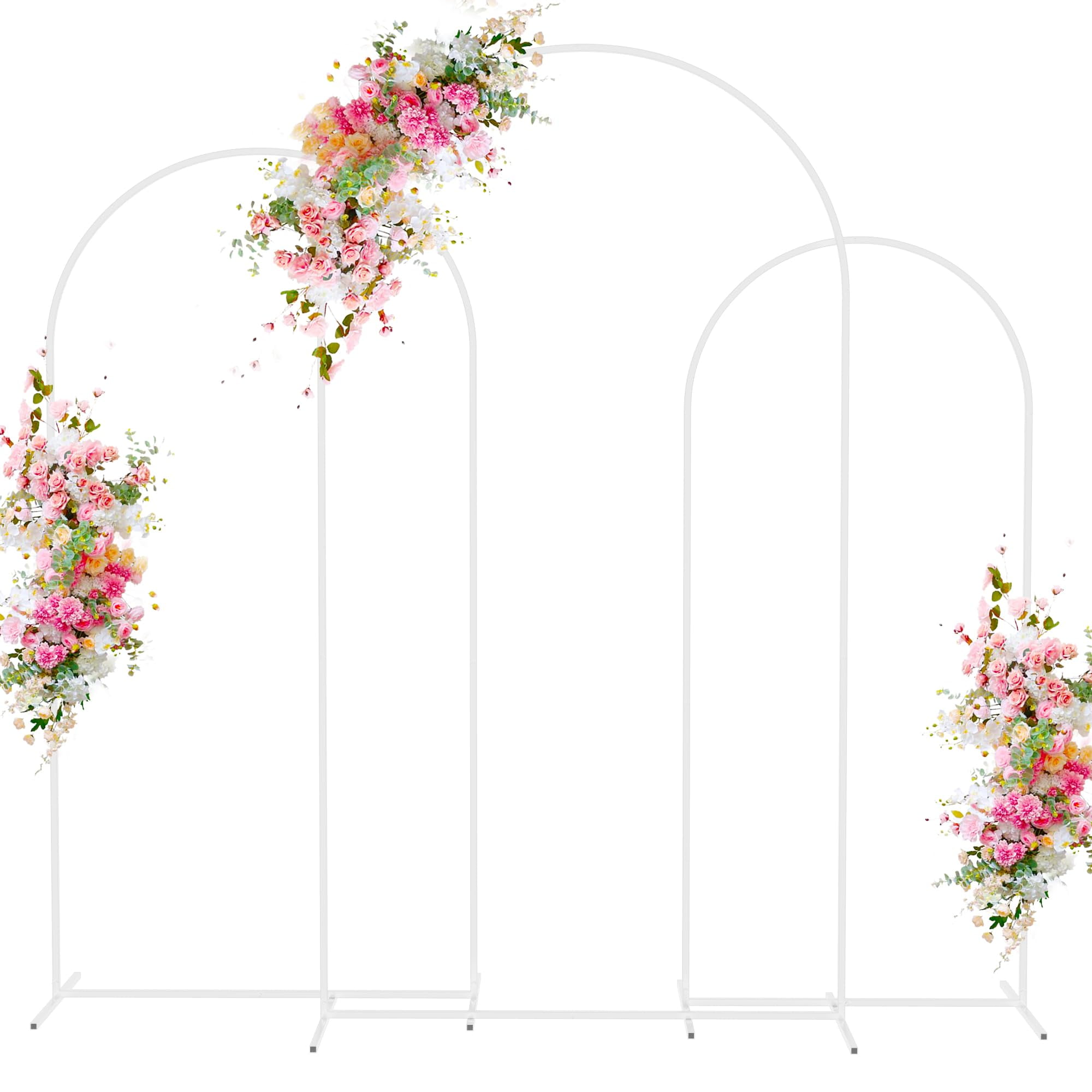 Wokceer Wedding Arch Backdrop Stand 7.2FT, 6.6FT, 6FT Set of 3 White ...