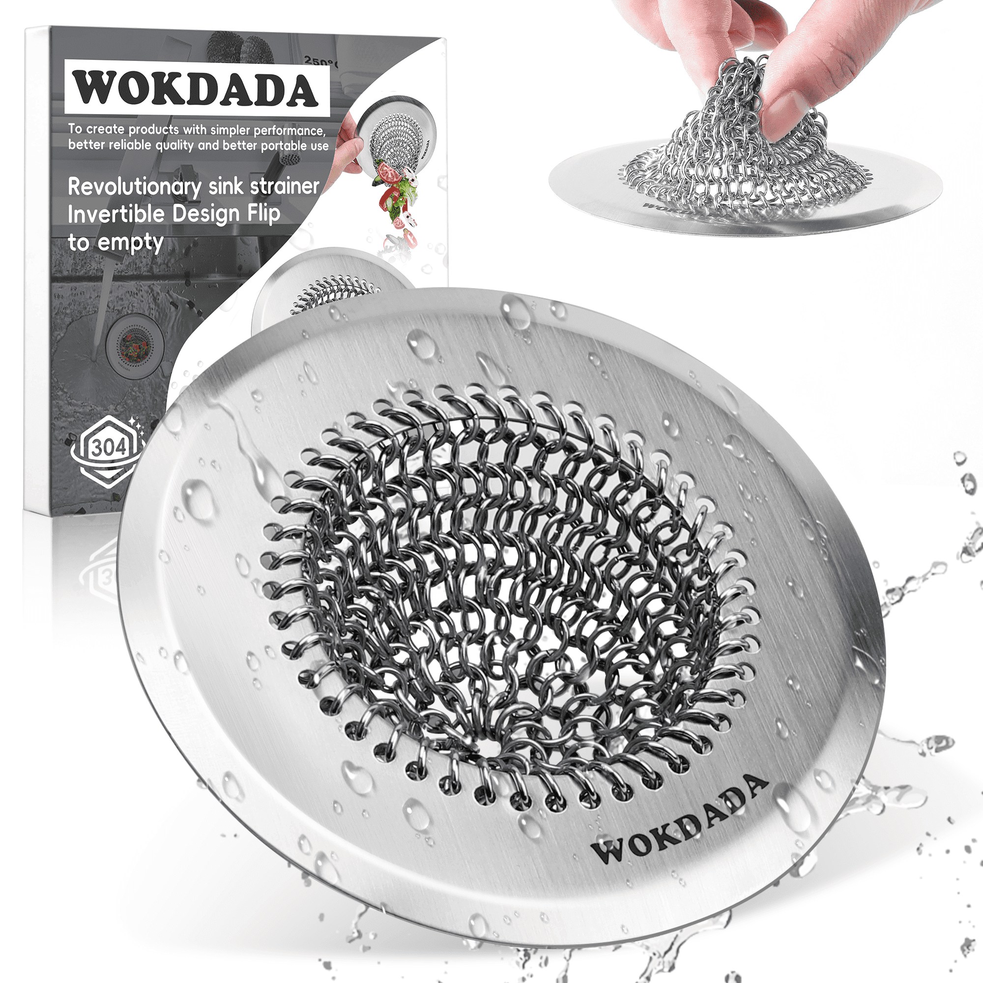 Wokdada Sink Drain Strainer, Reversible Easy Clean Mesh Sink Strainer ...