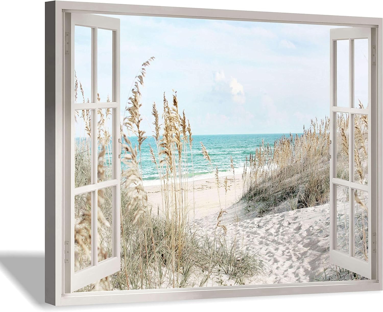 Woke Camp Window Coastal Beach 16” x12” Framed Canvas Art Prints ...