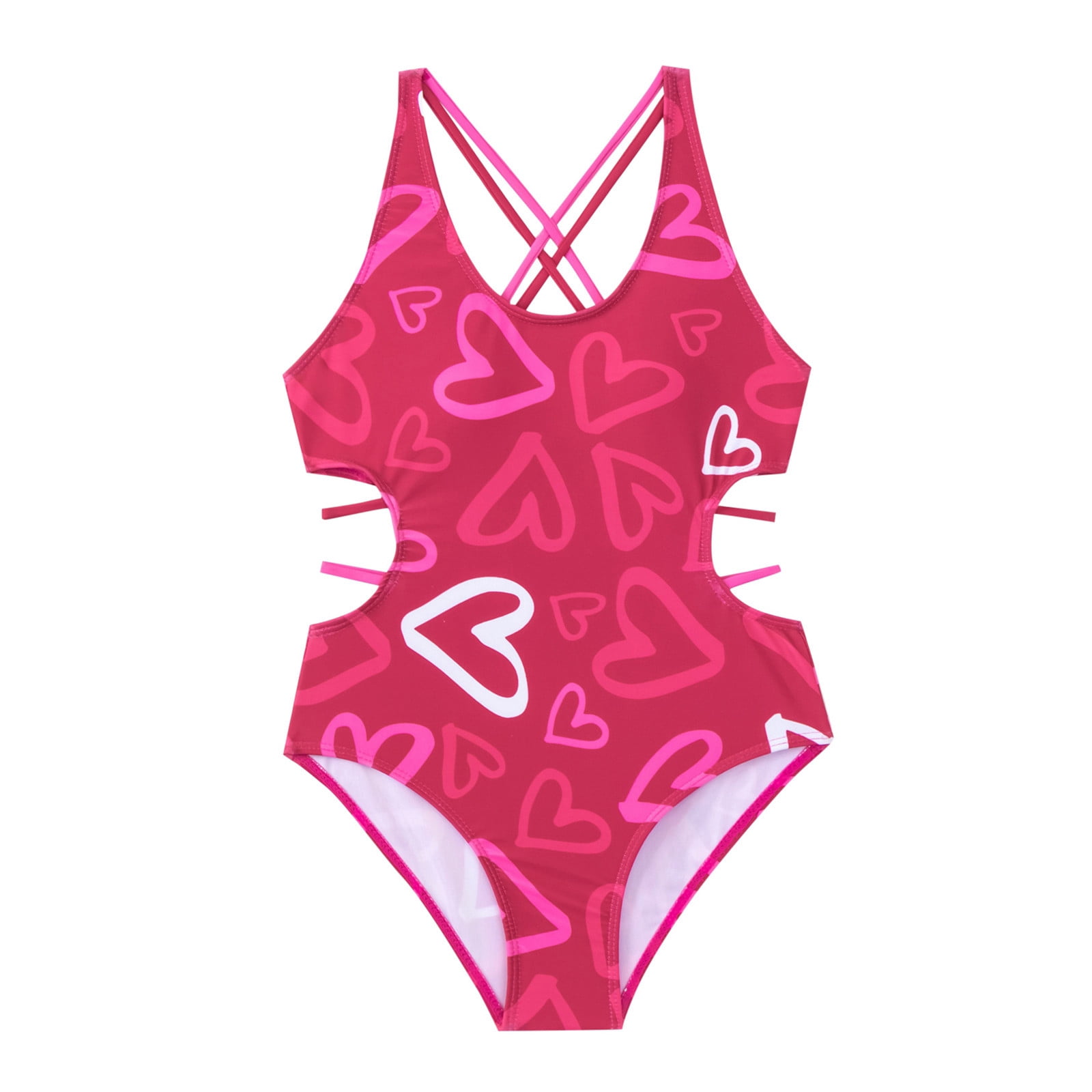 Wolcakyue Girls 1 Piece Swimsuits Bathing Suits for Kids Cross Back ...