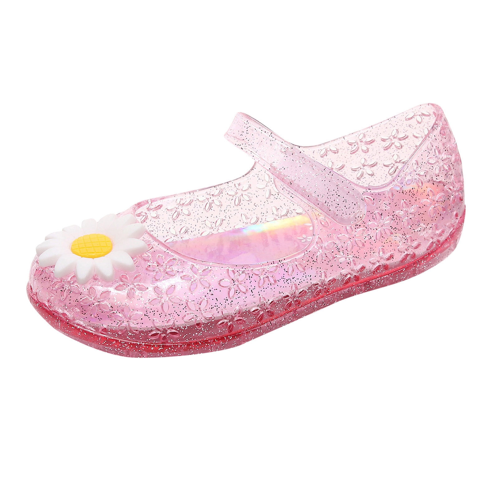 Wolcakyue Girls Sandals Flats for Toddler Jelly Shoes Clear T-Strap ...
