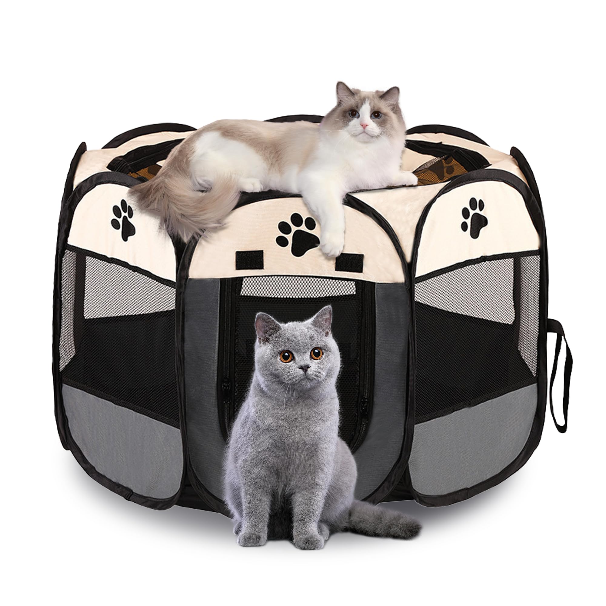 Woleu Cat Playpen, Pet Playpen Indoor, Portable Kitten Playpen, Pop Up ...