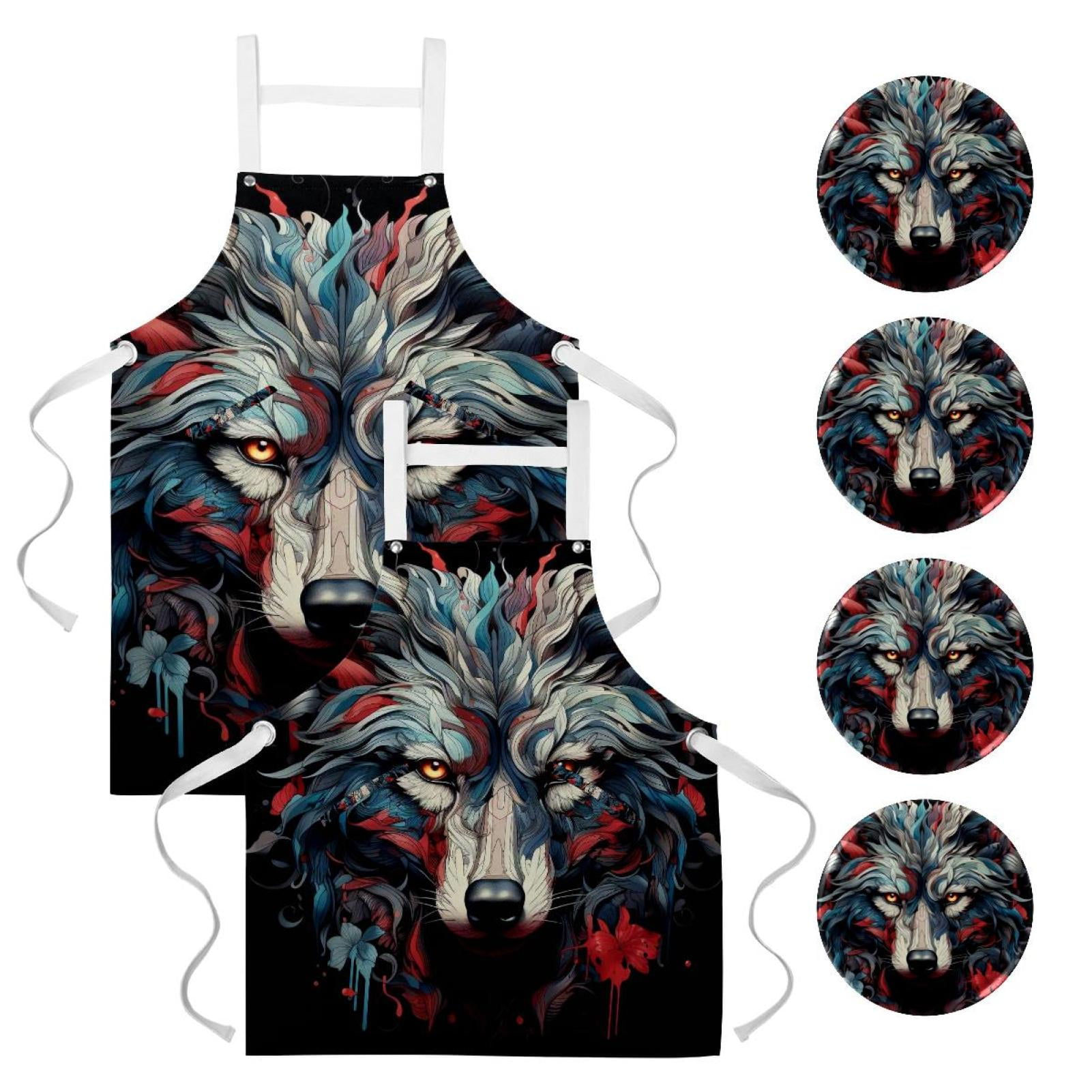 Wolf 2 Pack Waterproof Chef Apron with Pockets and Badge – Includes ...