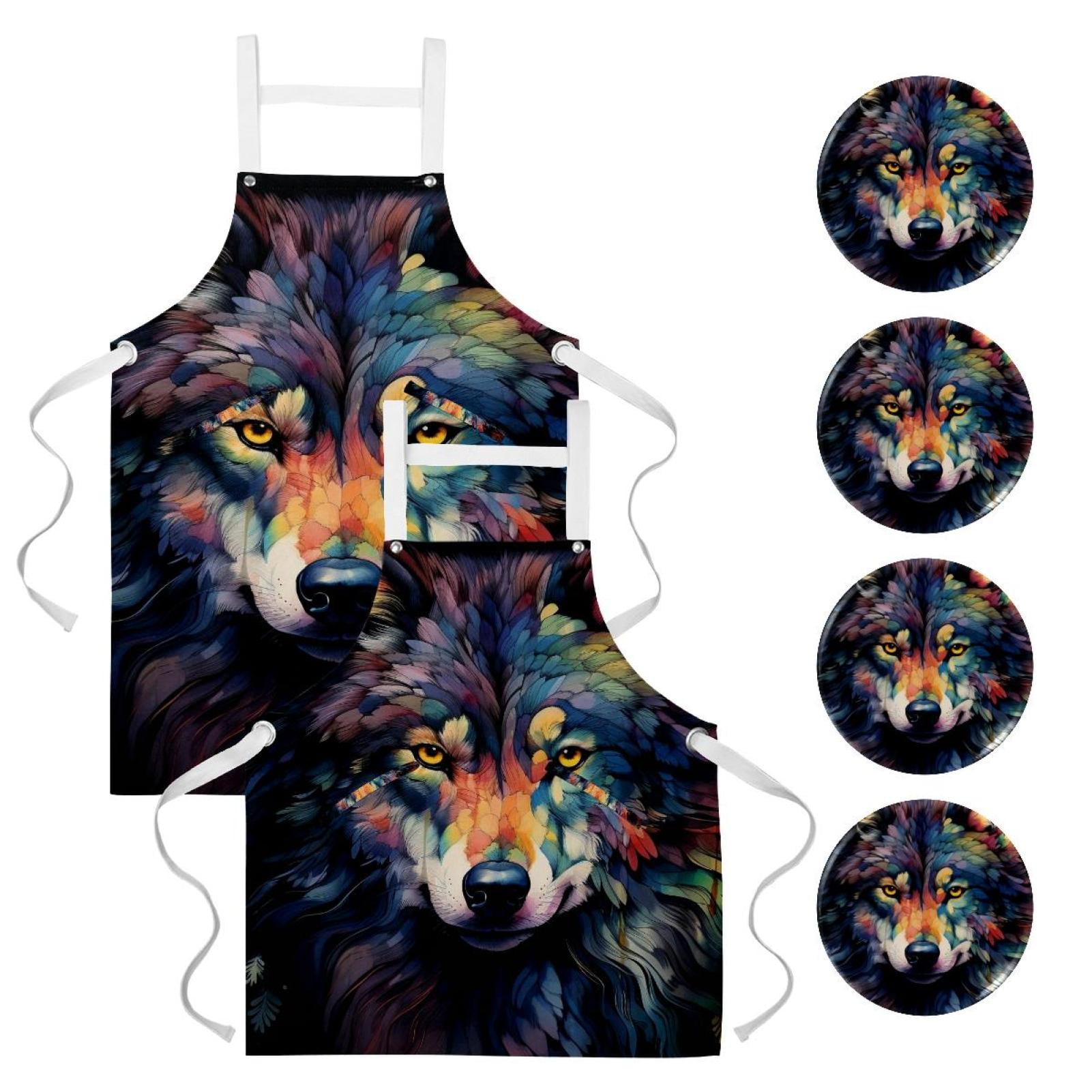 Wolf 2 Pack Waterproof Round Badge with Pockets and Pin, Photo Buttons ...