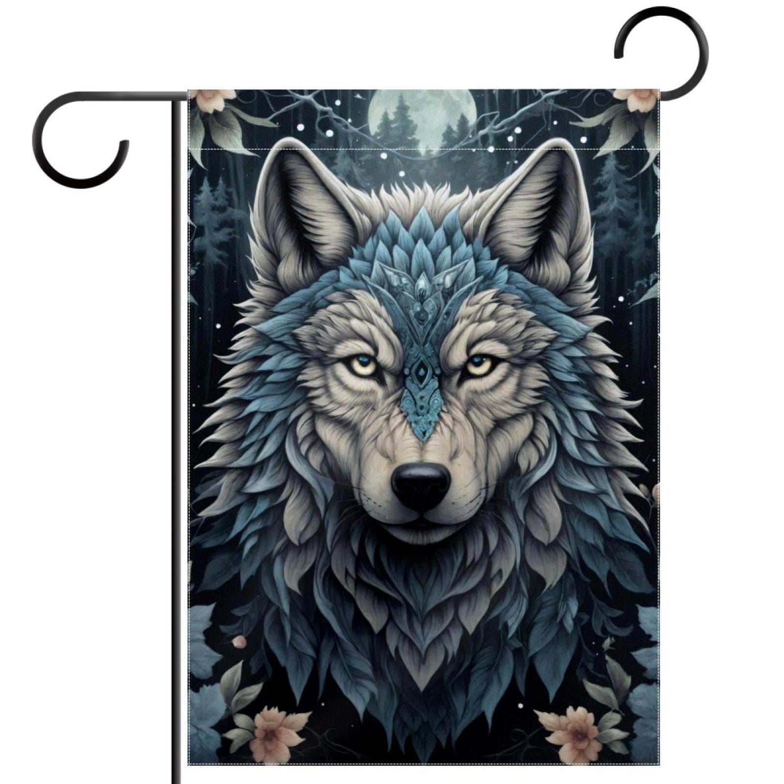 Wolf Aesthetic Pattern Welcome Garden Flags, 12 x 18 Inch Double Sided ...