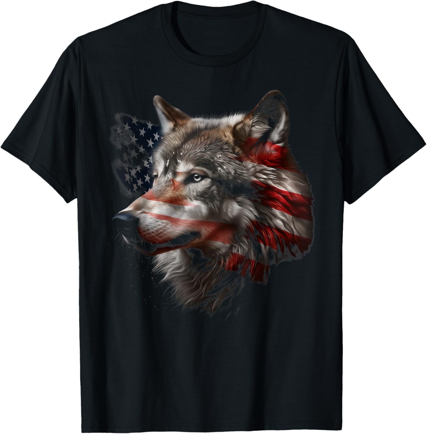 Wolf American Flag USA Patriotic Wolf Lover Men T-Shirt - Walmart.com