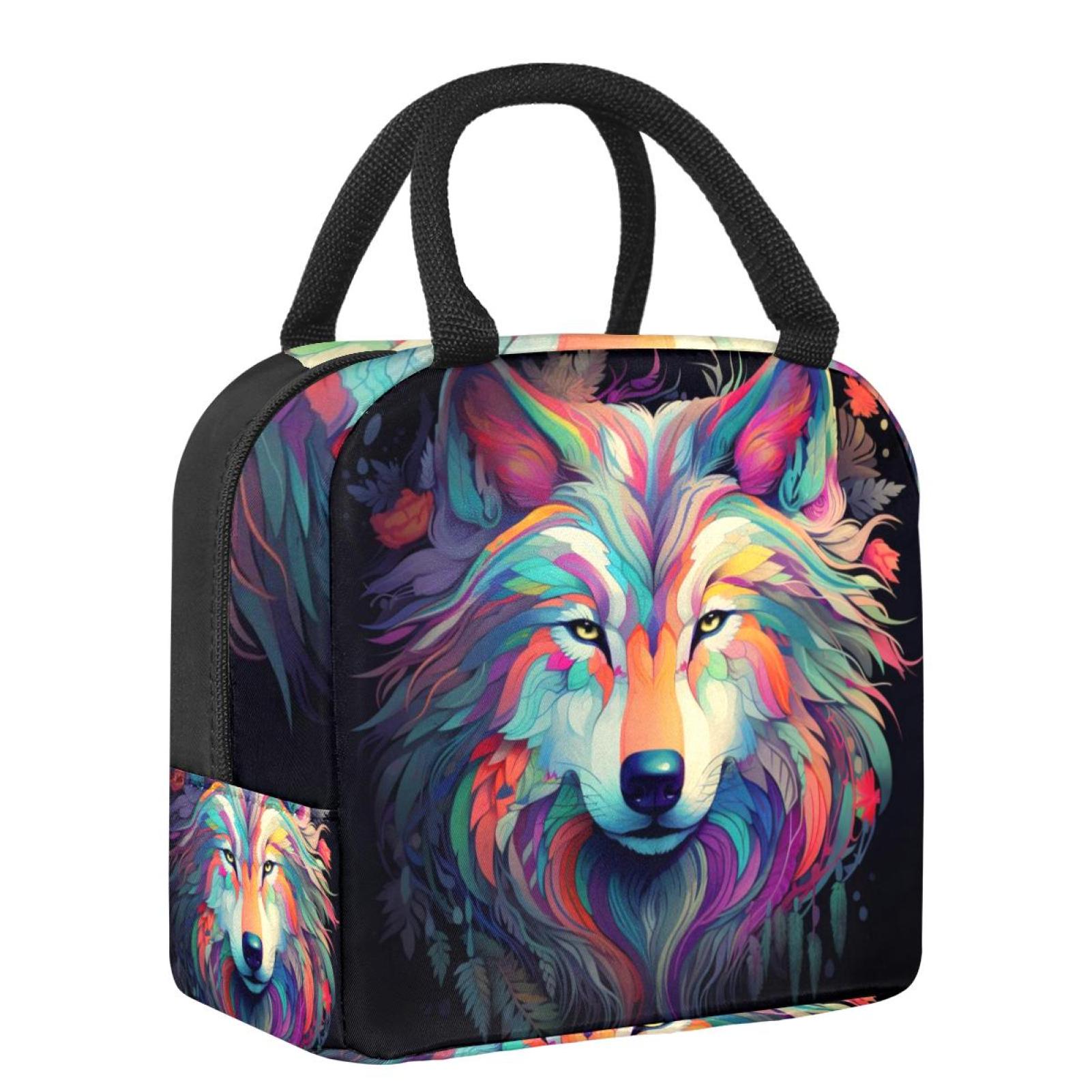 Wolf Animal Cartoon Lightweight Large Capacity Tote Lunch Bag for Men ...